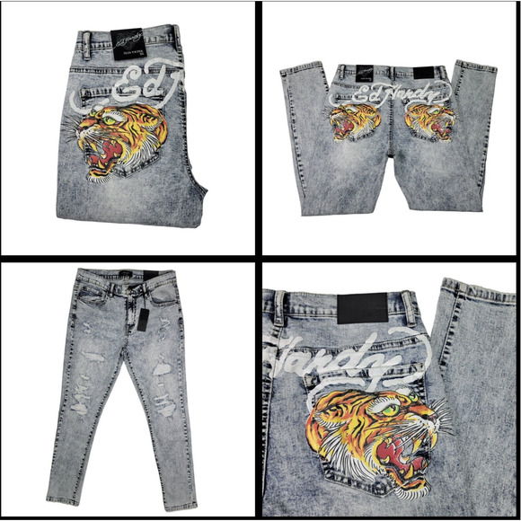 Ed Hardy | Jeans | Ed Hardy Slim Taper Screaming Tiger Denim Distressed ...